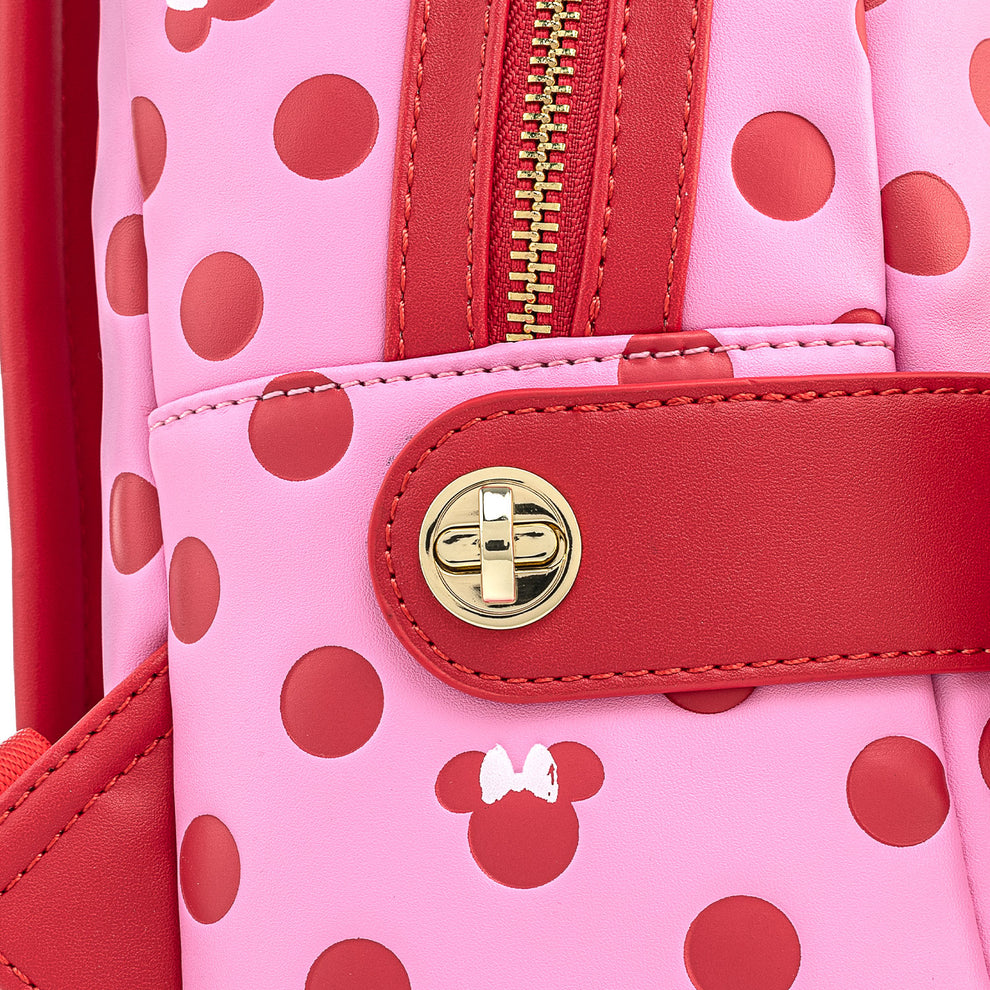 Loungefly x Disney Minnie Mouse Pink & Red Polka Dot Bow Mini Backpack ...