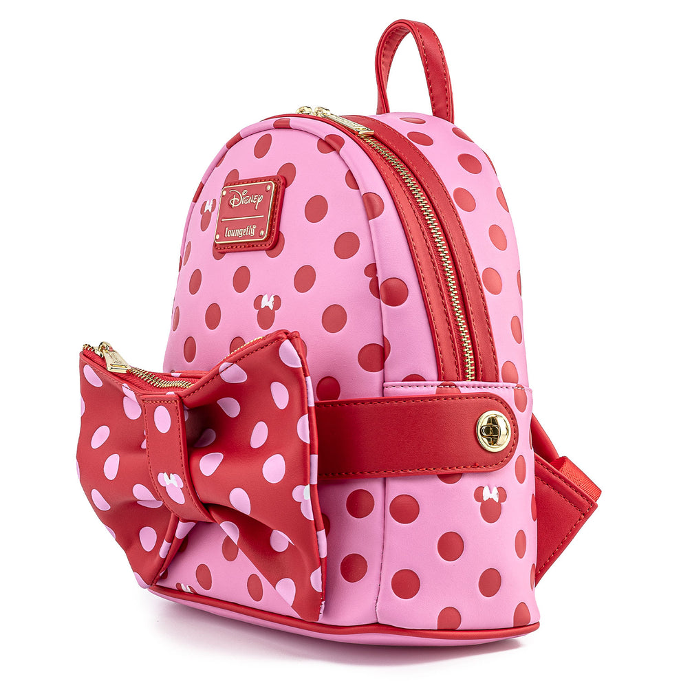 Loungefly x Disney Minnie Mouse Pink & Red Polka Dot Bow Mini Backpack ...